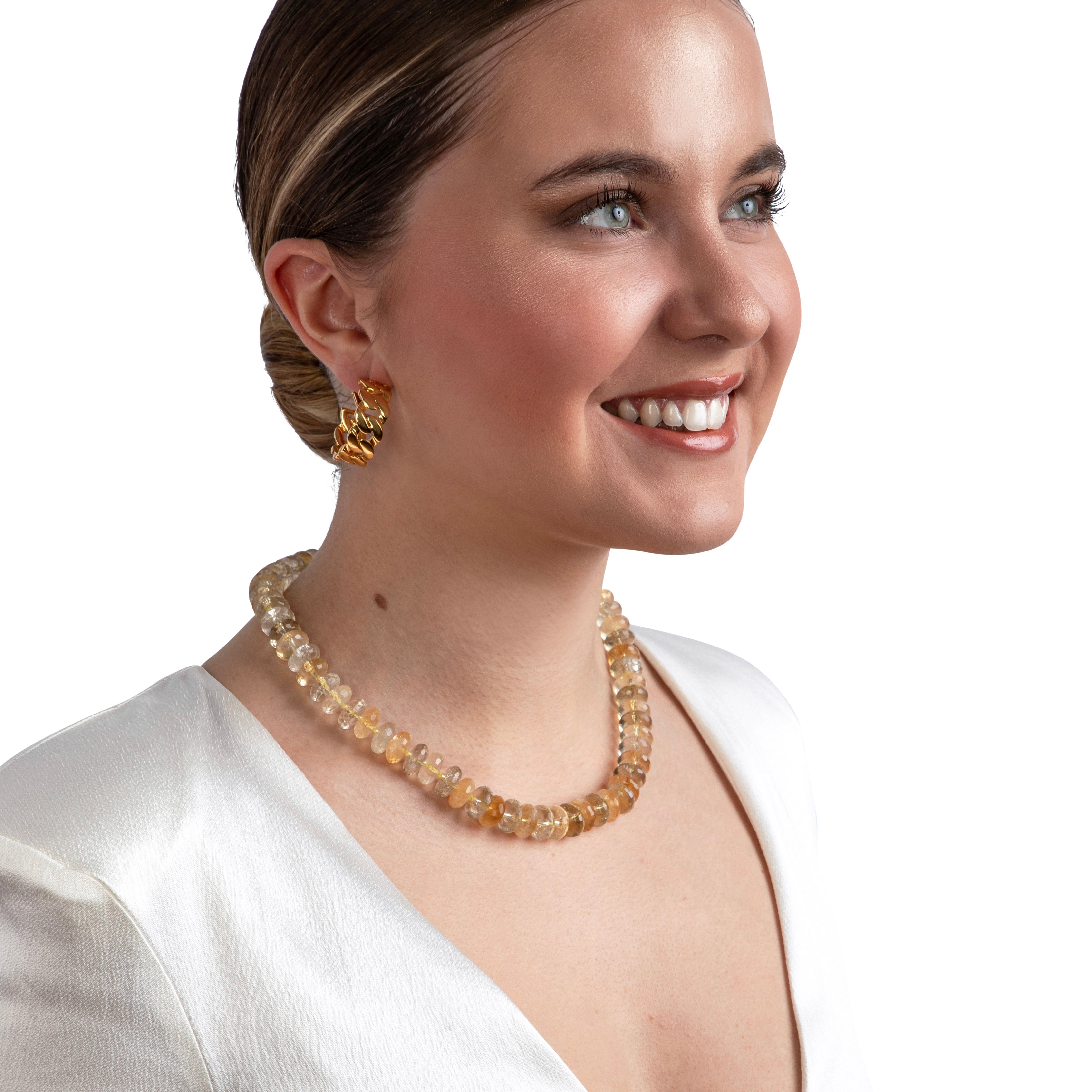 Bounkit Crysta Necklace – Lemon Quartz Strand with Bohemian Elegance