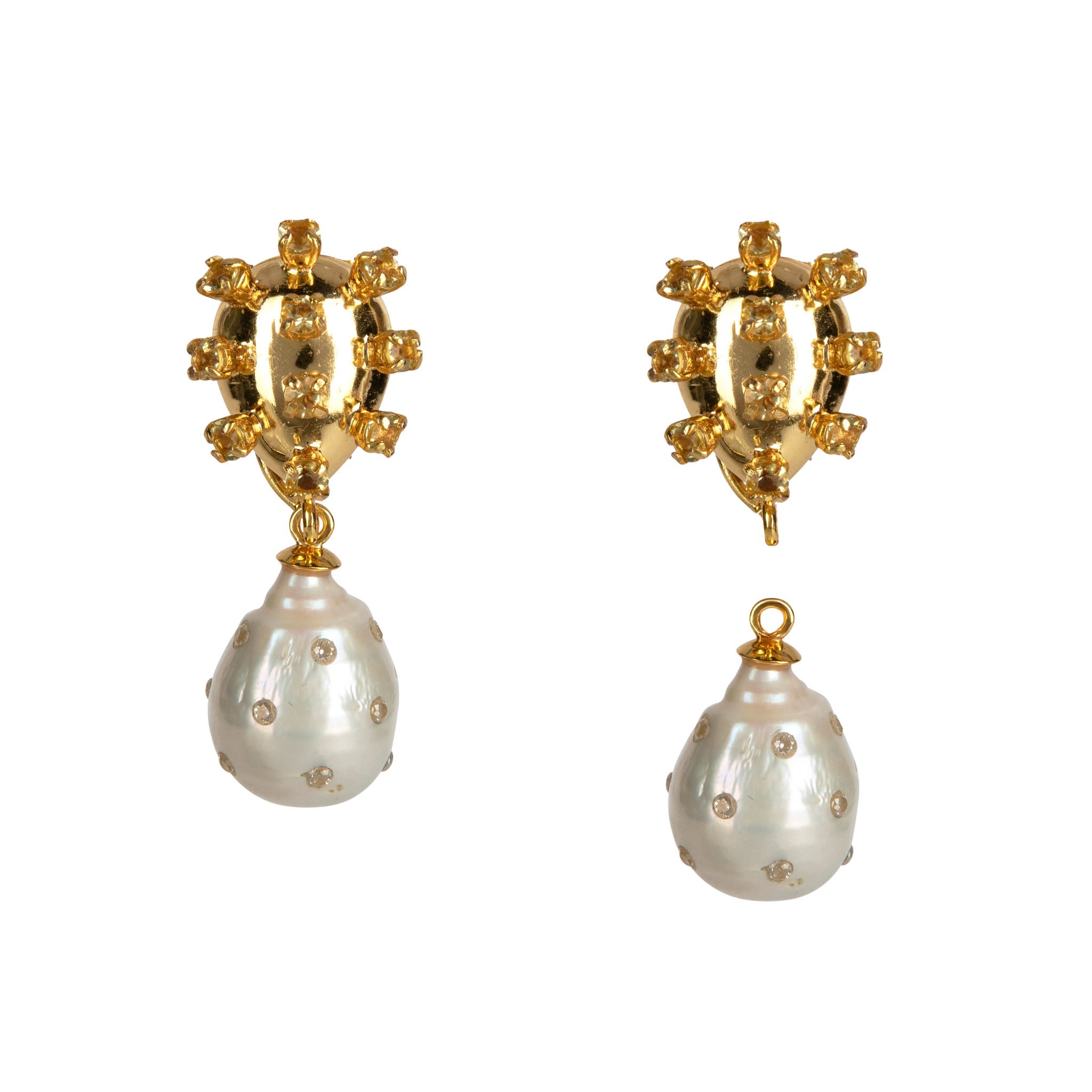 Bounkit Elisabetta Convertible Pearl Drop Earrings – Vintage Gold ...